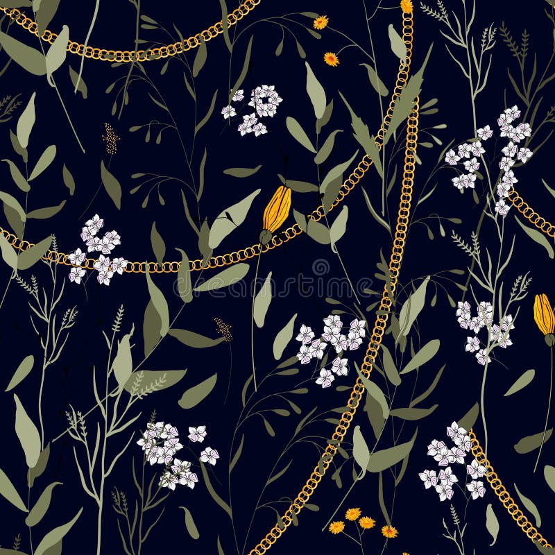 Modern Floral Design. Hand Drawn Vector Illustration. Chains Botanical ...