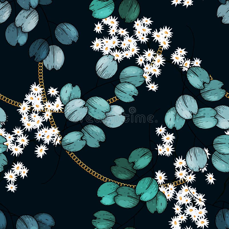 Modern Floral Design. Hand Drawn Vector Illustration. Chains Botanical ...