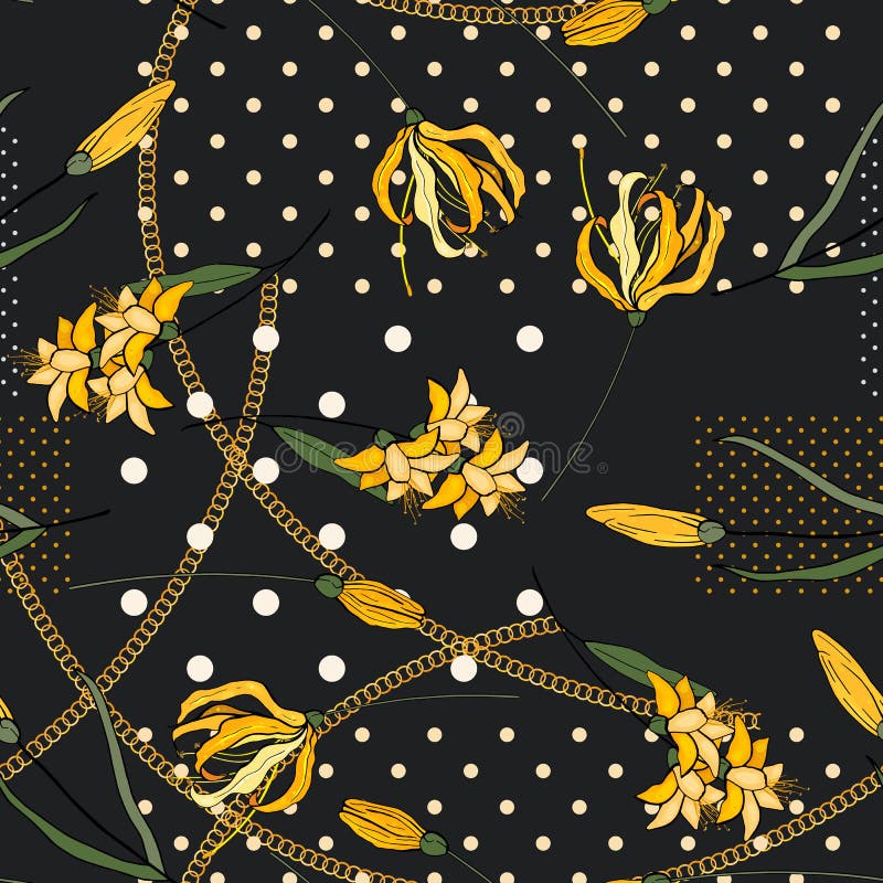 Modern Floral Design. Hand Drawn Vector Illustration. Chains Botanical ...