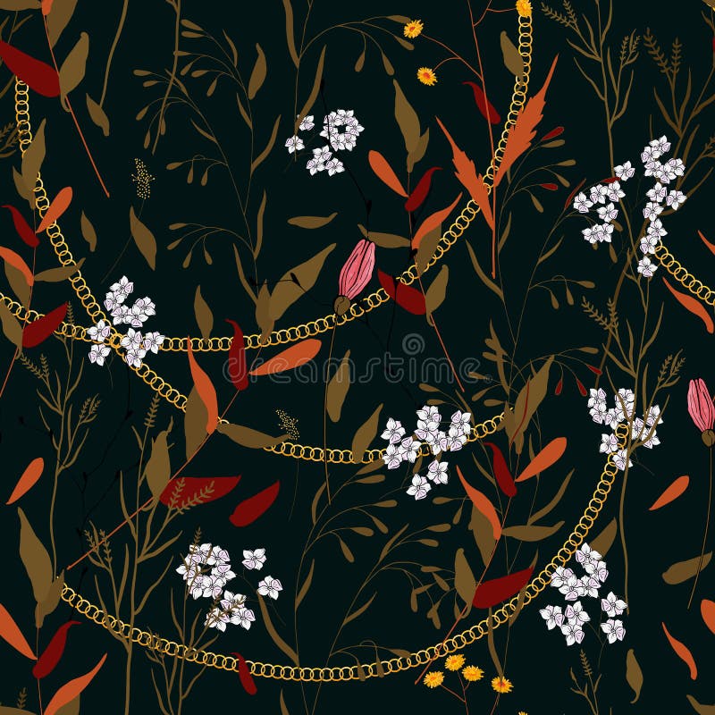 Modern Floral Design. Hand Drawn Vector Illustration. Chains Botanical ...