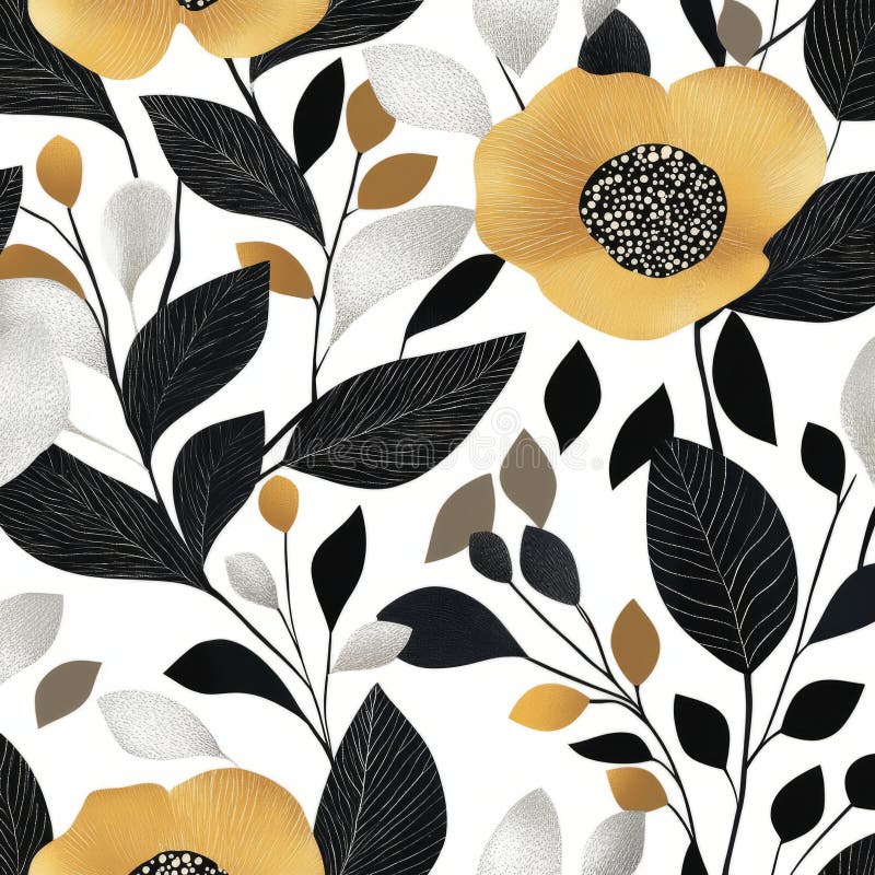 A Modern Floral Illustration with Sharp, Angular Shapes of Stylized ...