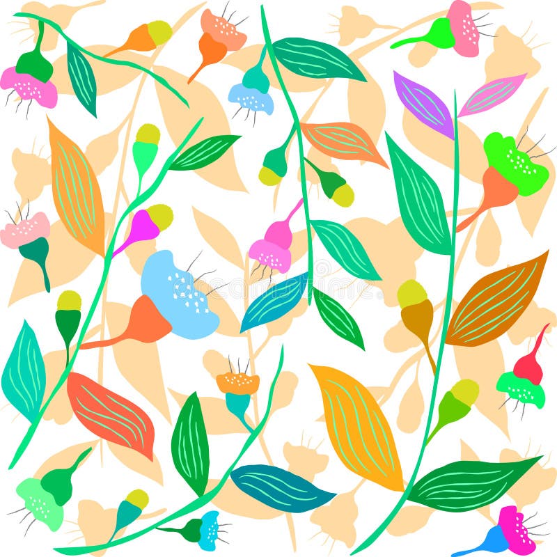 Modern Floral Pattern. Doodle Style Illustration. Creative Collage with ...