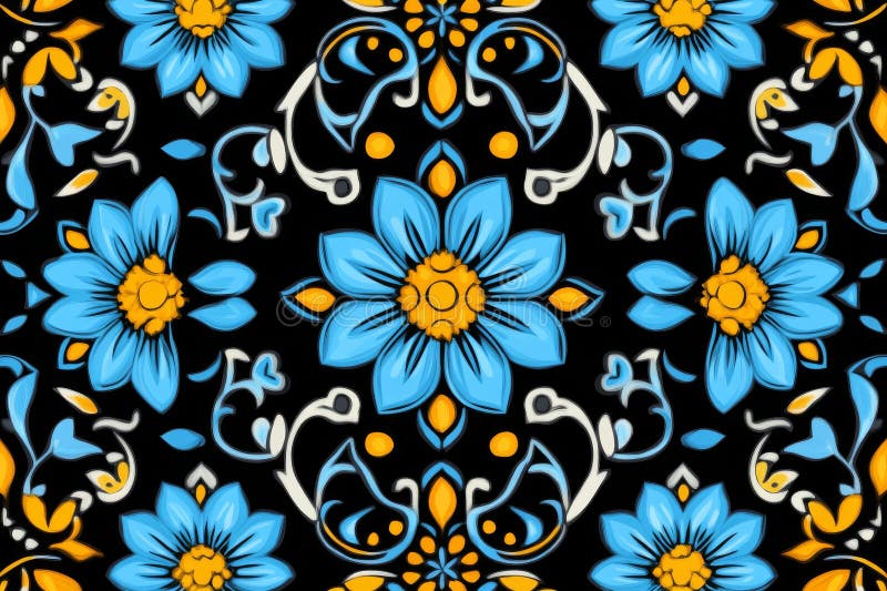 Modern Floral Seamless Pattern Featuring a Tropical Batik Design Stock ...