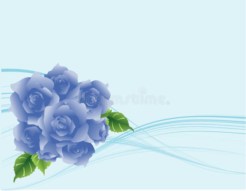 Modern Flow Blue Roses Background Stock Vector - Illustration of leaves ...