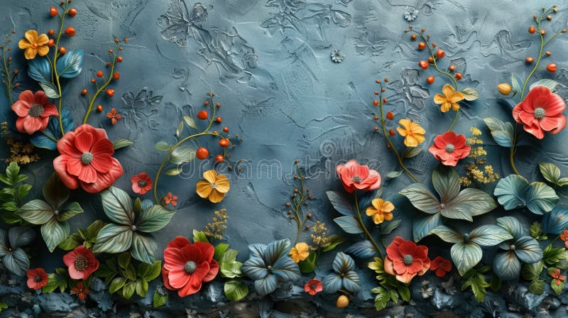 Modern Flower Background with Natural Banner Template in Vintage Style ...