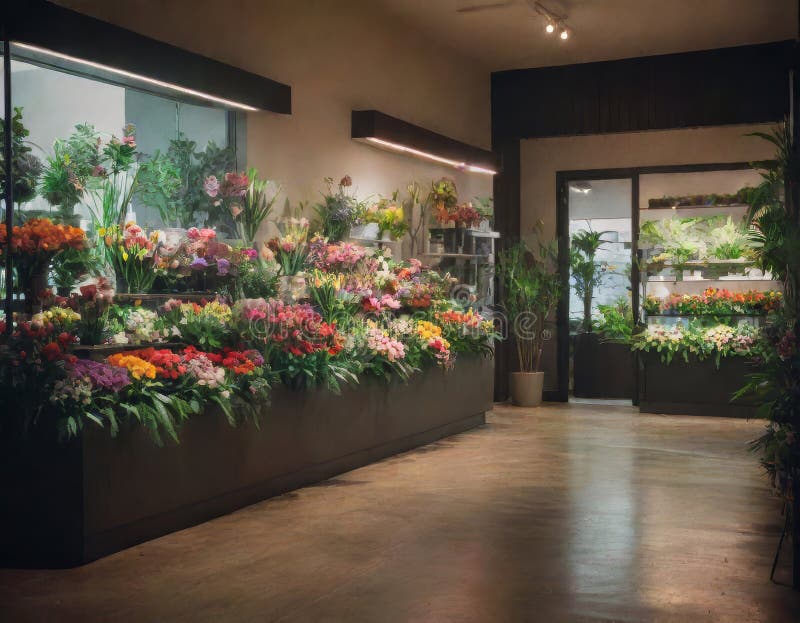 Modern Flower Shop Interior Stock Image - Image of market, delivery ...