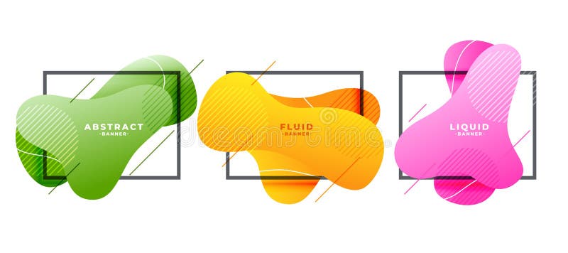 Modern Fluid Shape Frames Banner in Three Colors Stock Vector ...