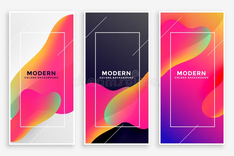Modern Fluid Vibrant Banners Set of Three Stock Vector - Illustration ...