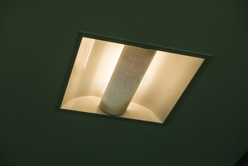 Modern Fluorescent Lamp on Ceiling Stock Photo - Image of illuminated ...