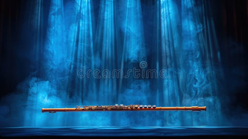 A Modern Flute with Playing Holes on a Black Background. Musical ...