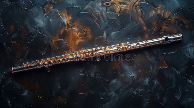 A Modern Flute with Playing Holes on a Black Background. Musical ...