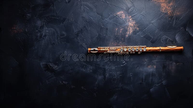 A Modern Flute with Playing Holes on a Black Background. Musical ...