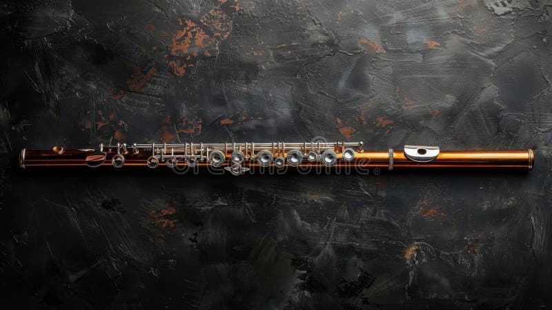 A Modern Flute with Playing Holes on a Black Background. Musical ...