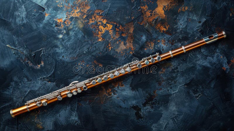 A Modern Flute with Playing Holes on a Black Background. Musical ...