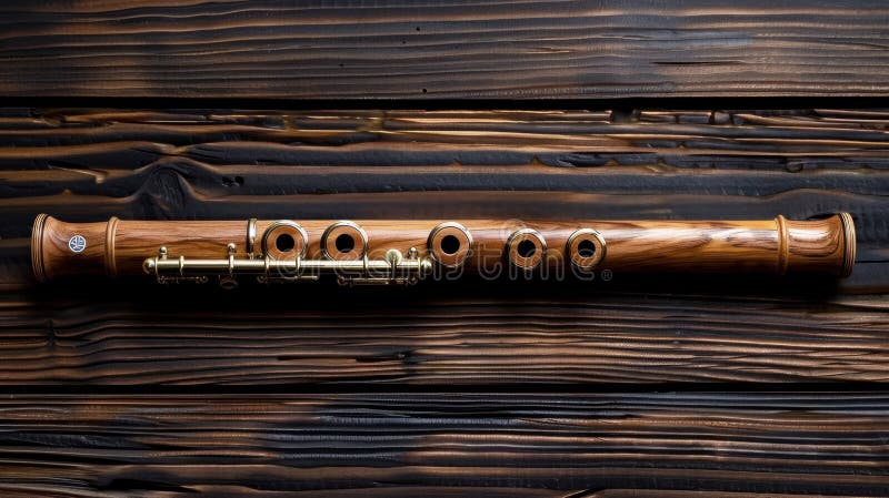 A Modern Flute with Playing Holes on a Black Background. Musical ...