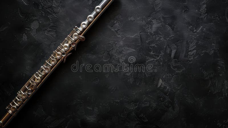 A Modern Flute with Playing Holes on a Black Background. Musical ...