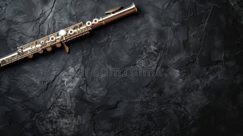 A Modern Flute with Playing Holes on a Black Background. Musical ...