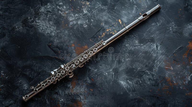 A Modern Flute with Playing Holes on a Black Background. Musical ...