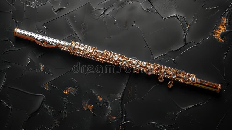A Modern Flute with Playing Holes on a Black Background. Musical ...