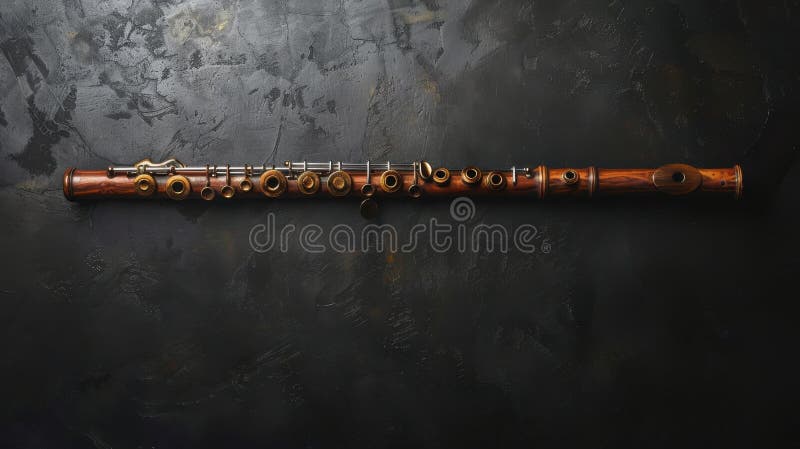 A Modern Flute with Playing Holes on a Black Background. Musical ...