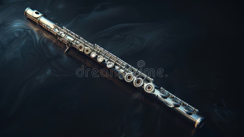 A Modern Flute with Playing Holes on a Black Background. Musical ...