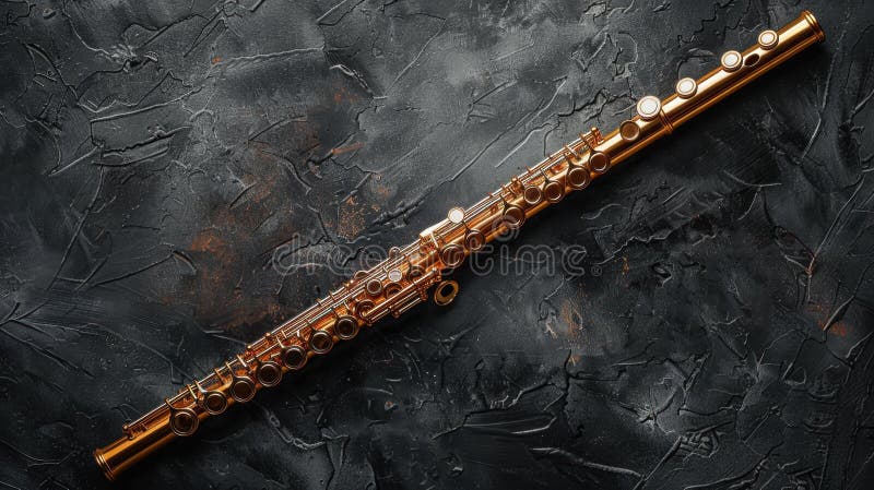 A Modern Flute with Playing Holes on a Black Background. Musical ...