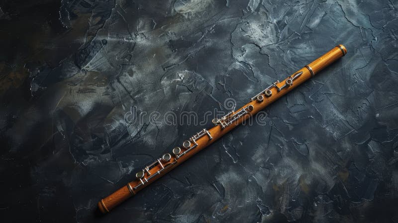 A Modern Flute with Playing Holes on a Black Background. Musical ...
