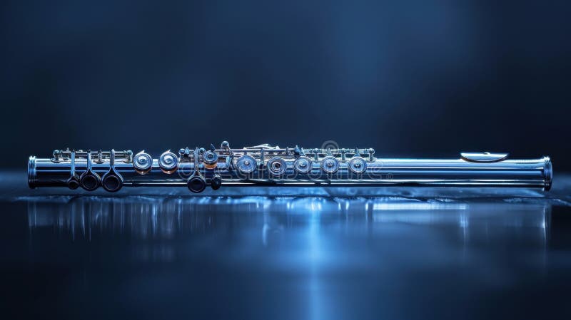 A Modern Flute with Playing Holes on a Black Background. Musical ...