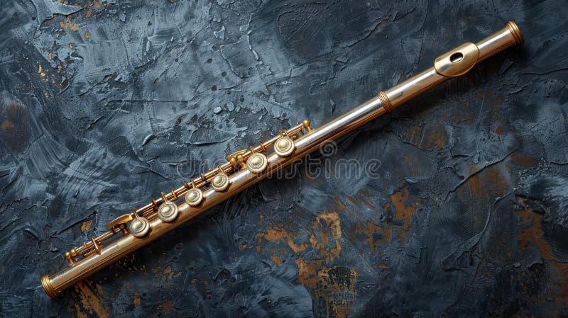 A Modern Flute with Playing Holes on a Black Background. Musical ...