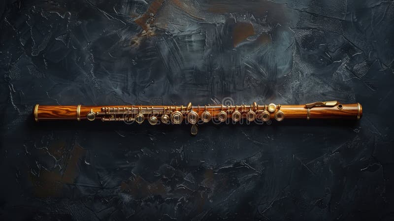 A Modern Flute with Playing Holes on a Black Background. Musical ...