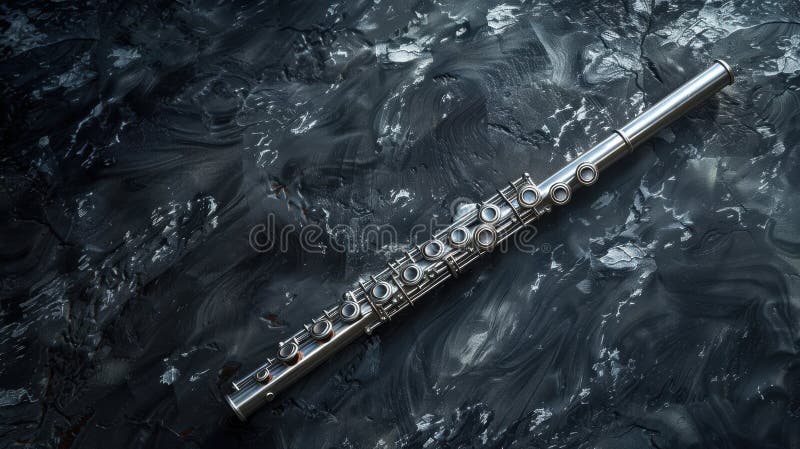 A Modern Flute with Playing Holes on a Black Background. Musical ...