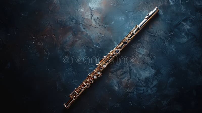 A Modern Flute with Playing Holes on a Black Background. Musical ...