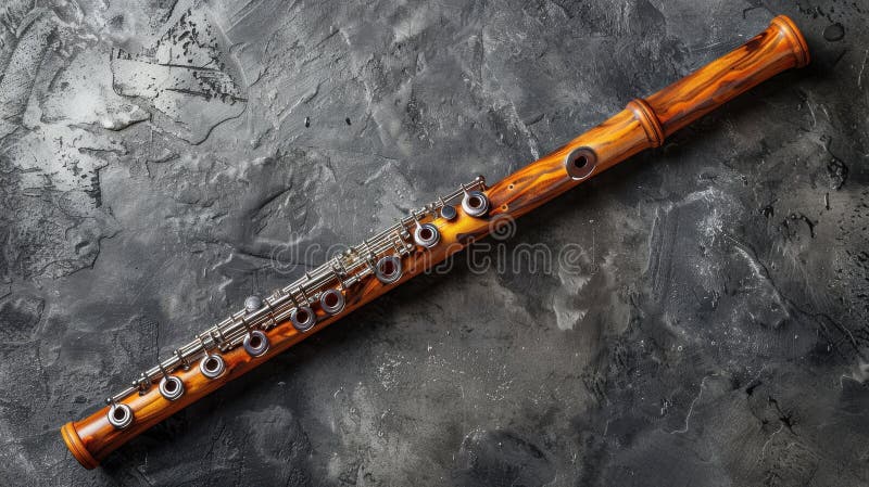 A Modern Flute with Playing Holes on a Black Background. Musical ...