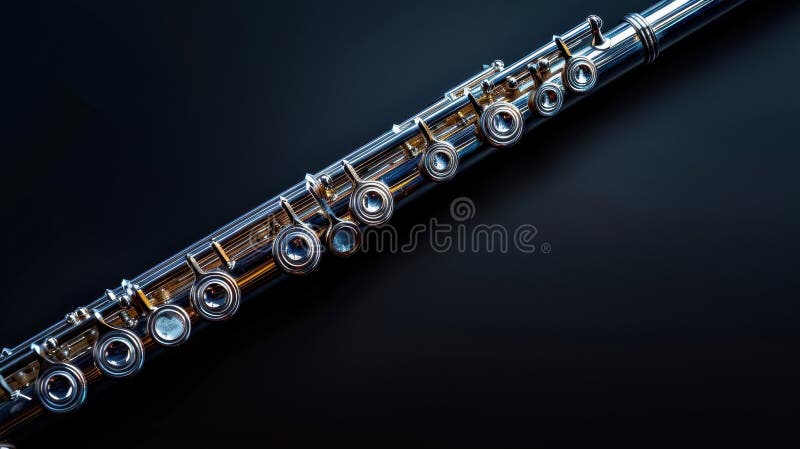 A Modern Flute with Playing Holes on a Black Background. Musical ...