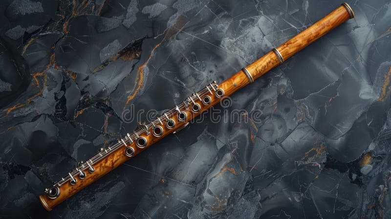 A Modern Flute with Playing Holes on a Black Background. Musical ...