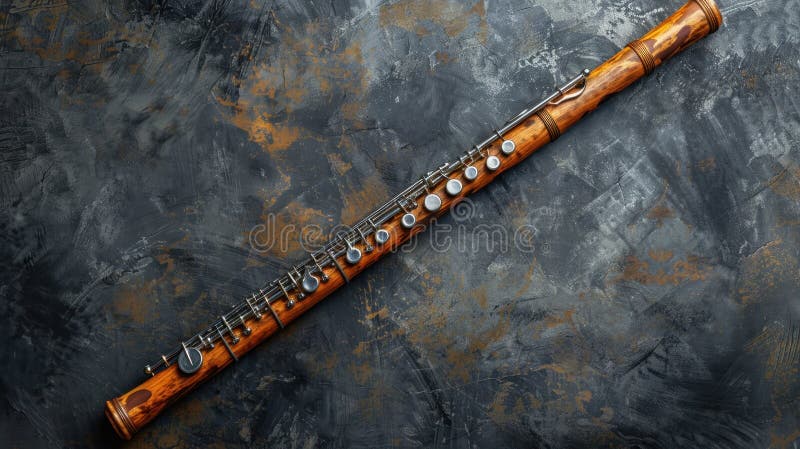 A Modern Flute with Playing Holes on a Black Background. Musical ...
