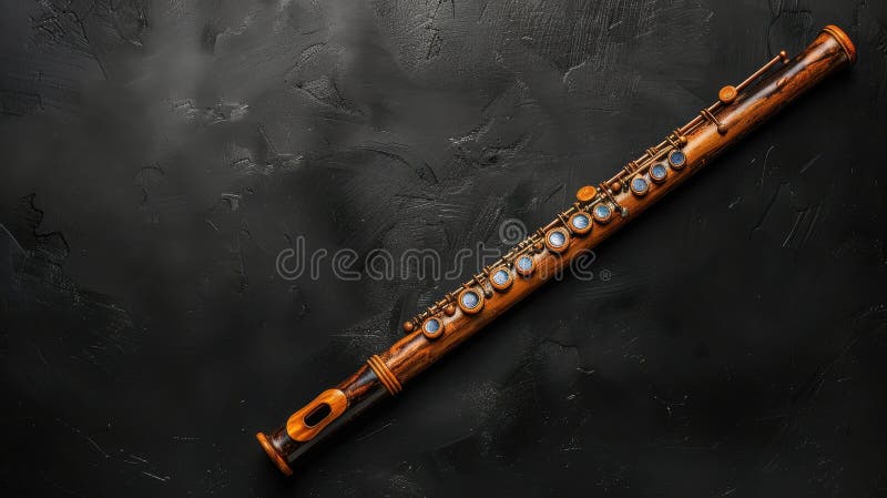 A Modern Flute with Playing Holes on a Black Background. Musical ...