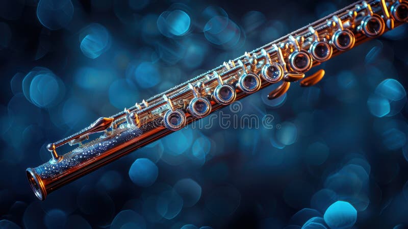A Modern Flute with Playing Holes on a Black Background. Musical ...