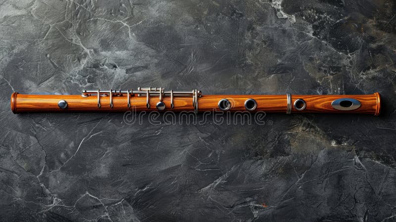 A Modern Flute with Playing Holes on a Black Background. Musical ...