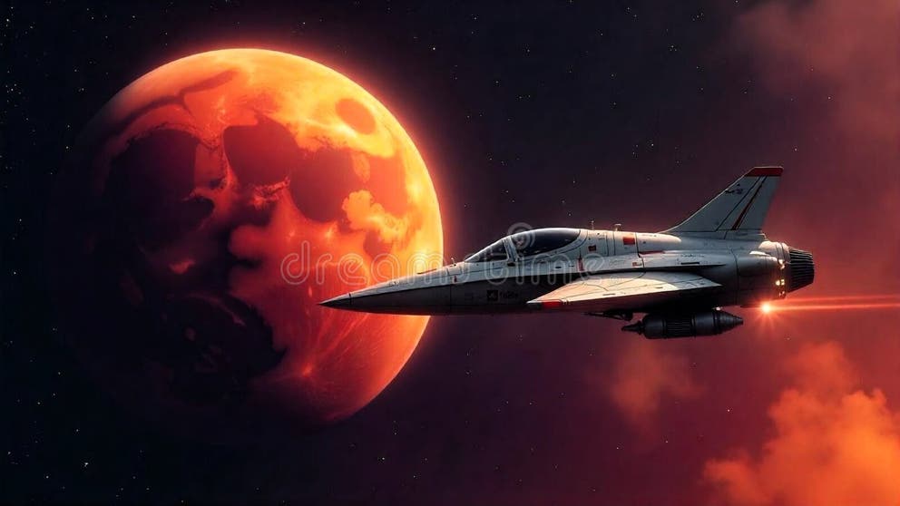 A Modern Flying Ship in Space. Stock Image - Image of science ...