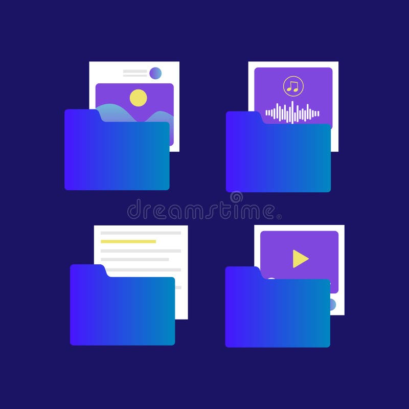 Modern Folder Multimedia Design Collection Stock Illustration ...