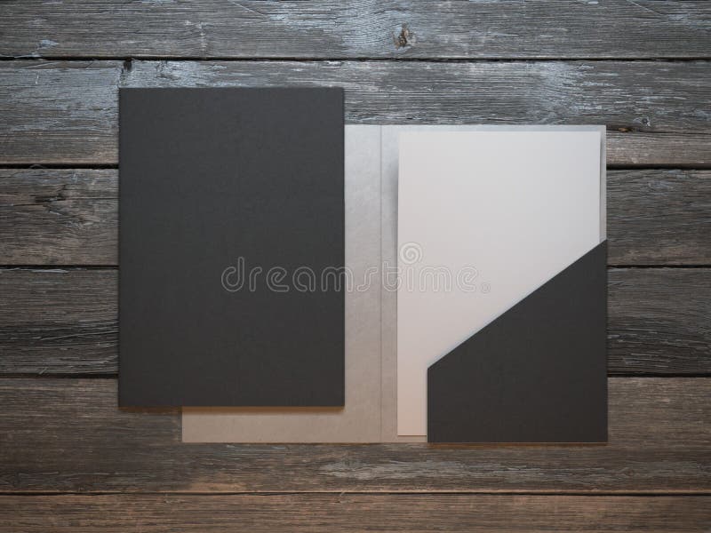 Modern Folder on Wooden Table Stock Photo - Image of advertising, sheet ...