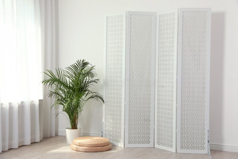 Modern Folding Screen in Spacious Room Stock Photo - Image of comfort ...
