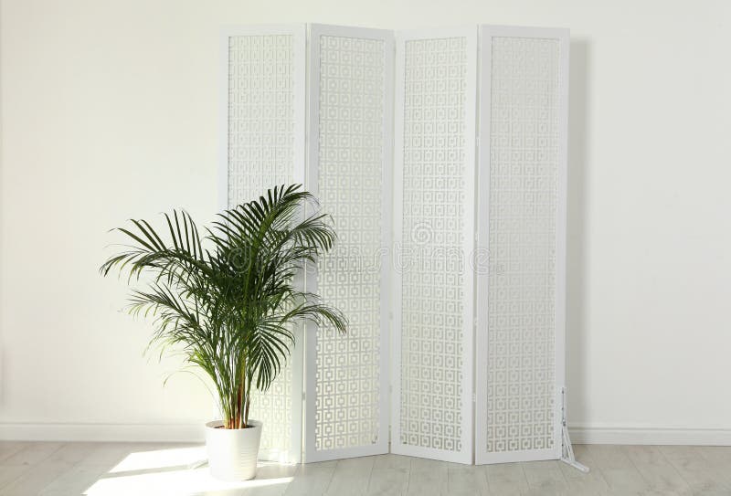 Folding Screen in Light Spacious Room Stock Photo - Image of cozy ...