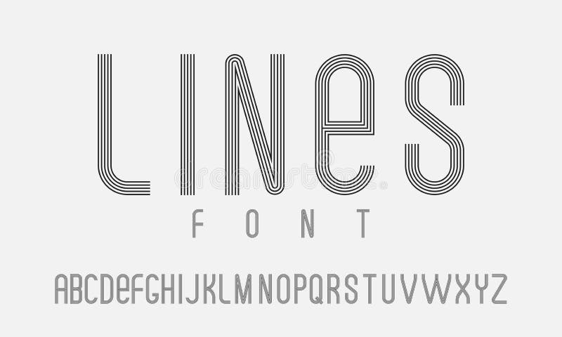 Modern Font Consisting of Parallel Lines and with Rounded Corners Stock ...