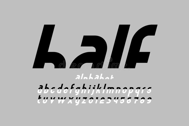 Modern font design Half stock vector. Illustration of lowercase - 209660886
