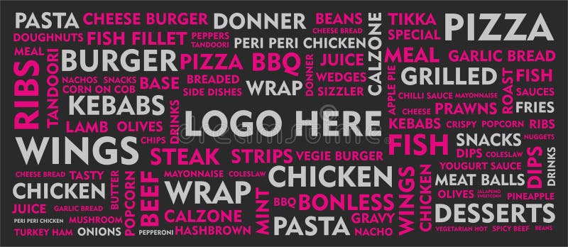 Modern Food Menu Wallpaper on Black Background Stock Vector ...
