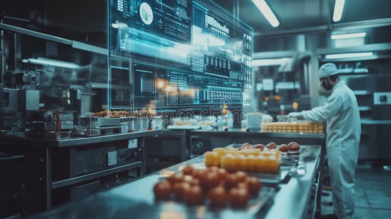 Modern Food Processing Facility with Digital Interface Stock ...
