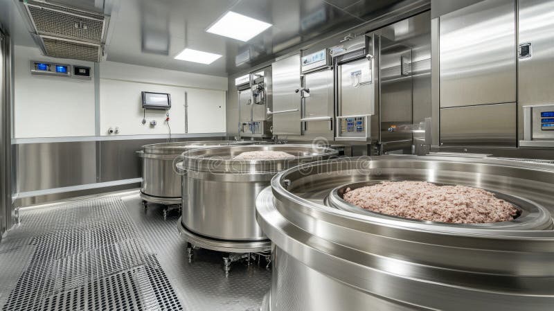 Modern Food Processing Facility Stainless Steel Equipment Stock ...
