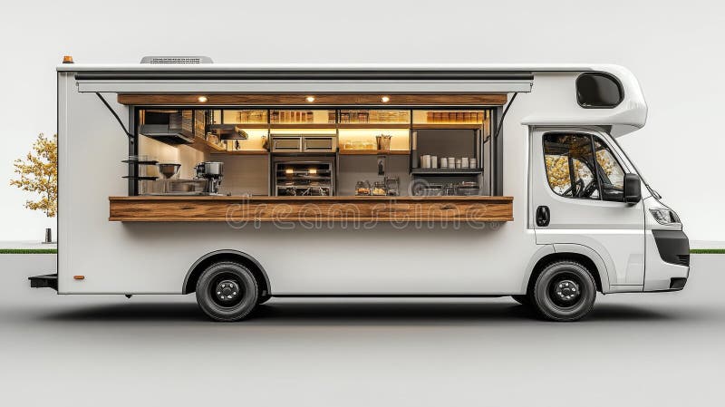 Modern Food Truck Interior Design Generative AI Stock Illustration ...